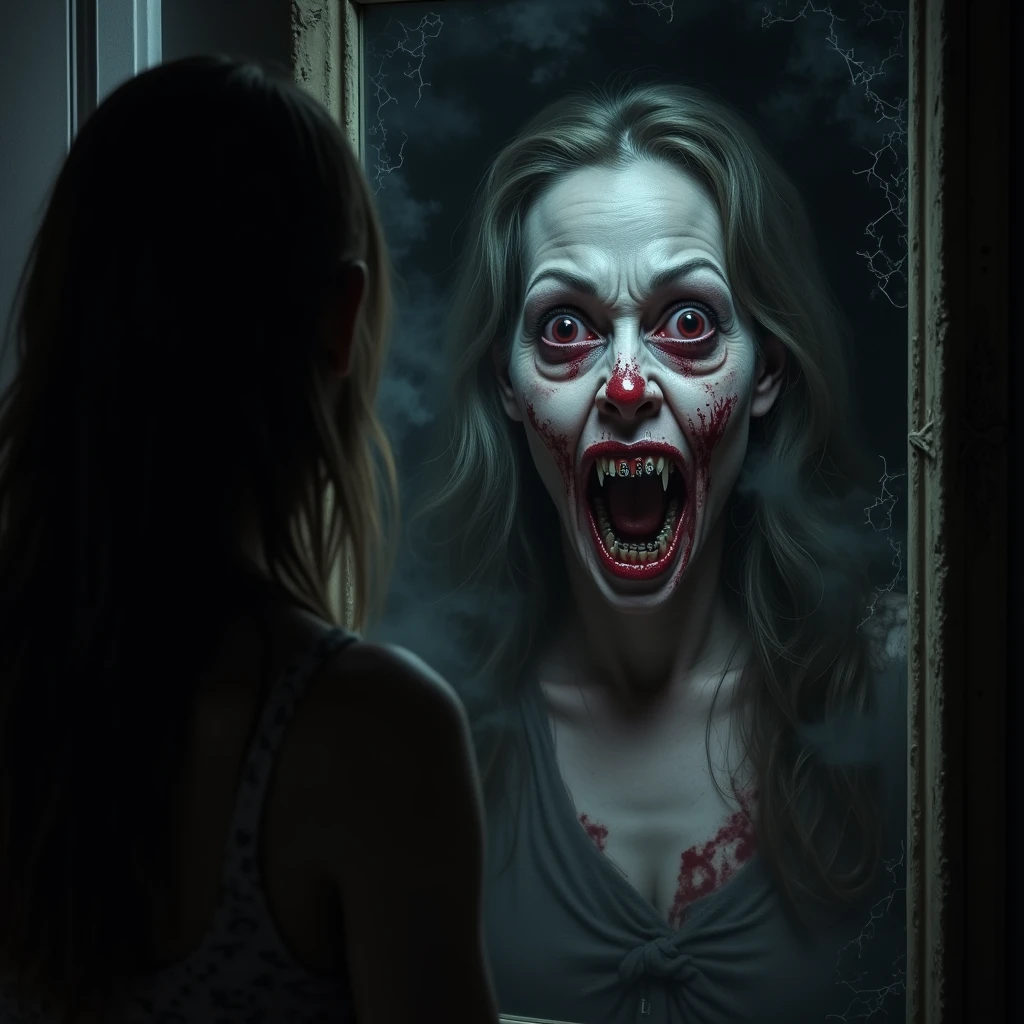 Faça a lenda urbana da bloody mary (Bloody Mary )with exaggerated ...