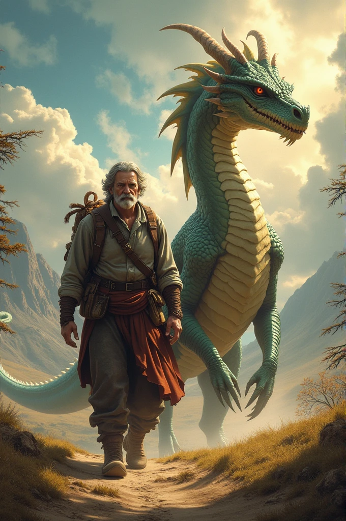A man walks side by side with a dragon - SeaArt AI