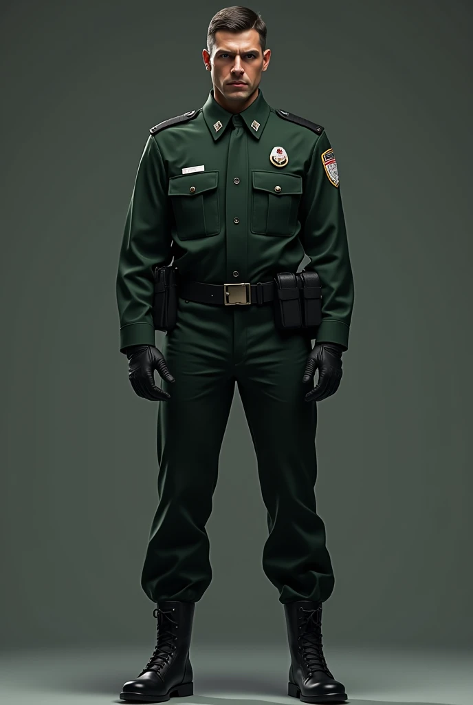 Security, Uniform Verdes, black boots, black gloves, no cover - SeaArt AI