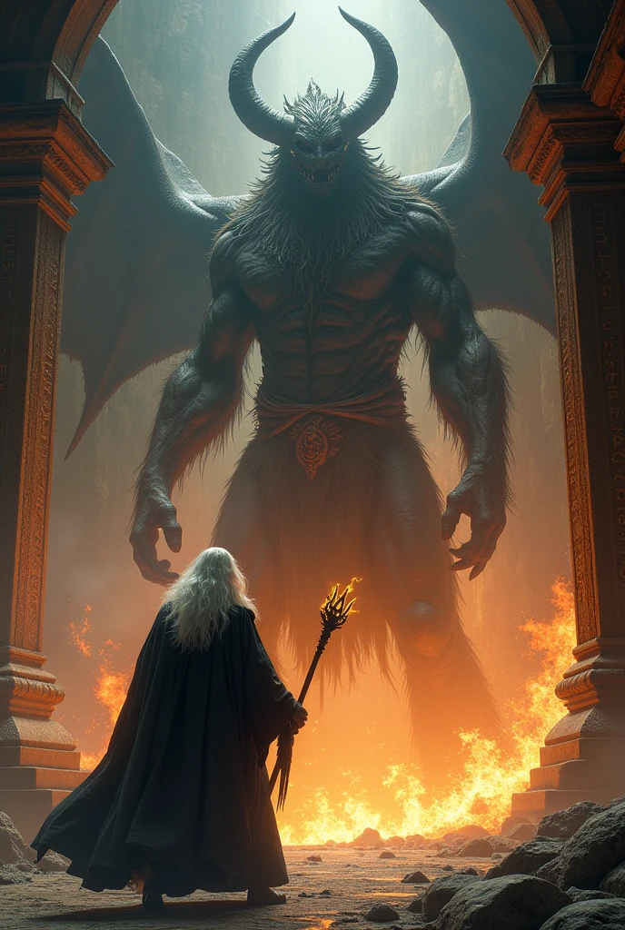 Balrog fighting with gandalf - SeaArt AI