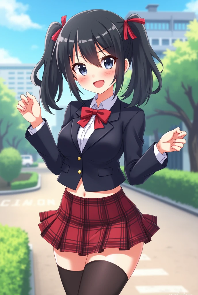 An anime-style gal inspired by Nene from Hajimete no Gal, with jet ...
