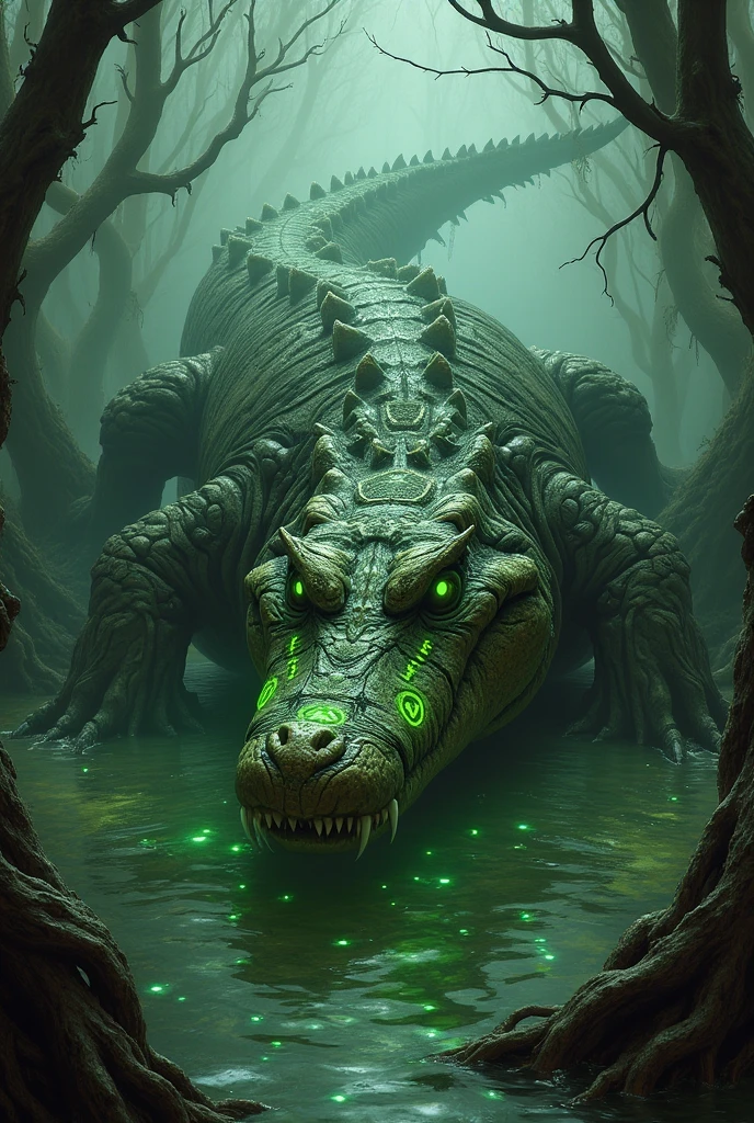 Create Magic the Gathering style: a scary crocodile with woody skin ...