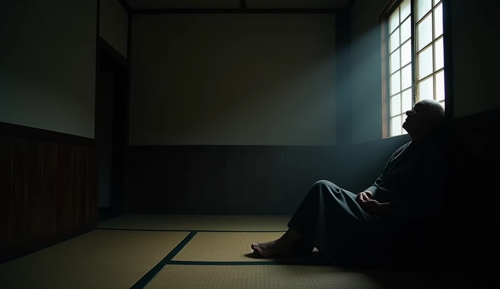 An elderly Japanese woman sitting on the far right side accepting death ...