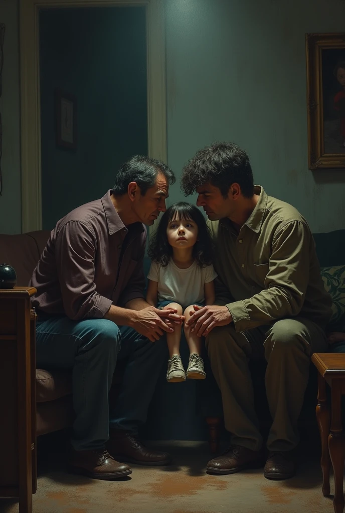 A contrasting scene of a somber home where the parents appear upset ...