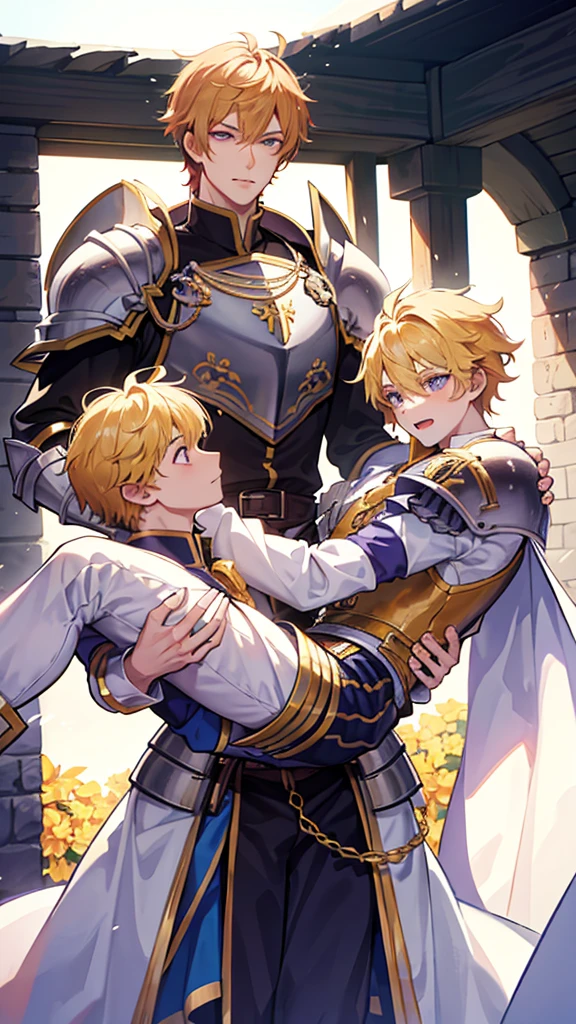 Male focus, 2boys, handsome muscular men, princess carry, sunny - SeaArt AI