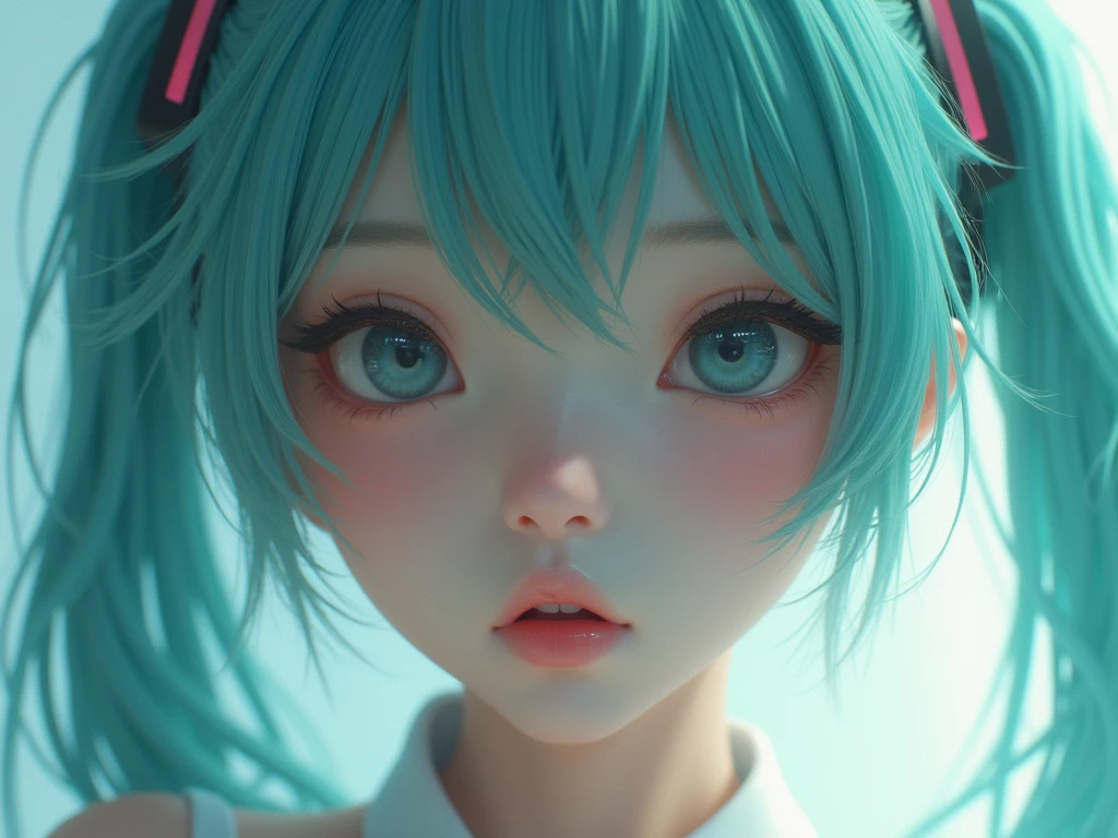 Hatsune Miku sensual face. Stable diffusion - SeaArt AI