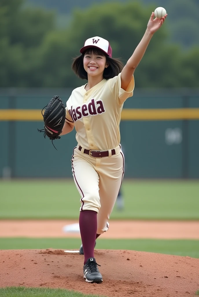 The most beautiful Japanese actress, pitching a baseball, wearing a ...
