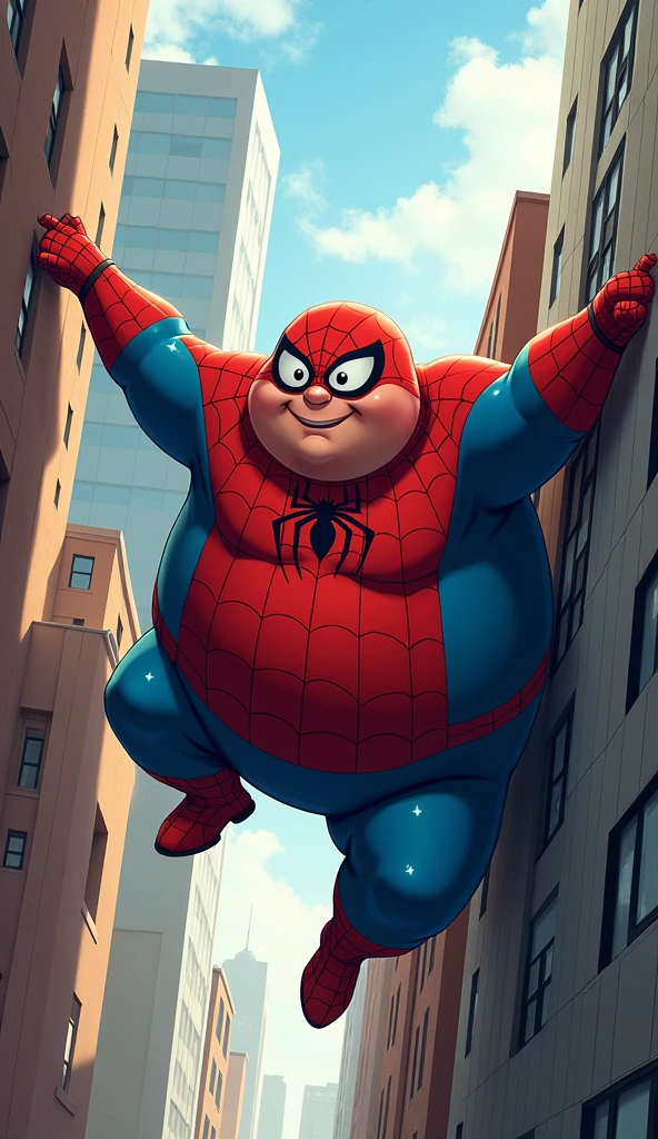 Spider-man Fat, crawl to the walls - SeaArt AI
