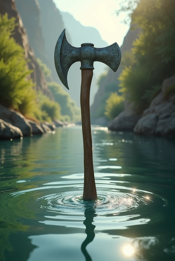 Axe floating in the Jordan River - SeaArt AI