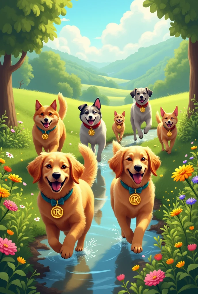 An image with dogs with or mark if I was rich will have signs - SeaArt AI