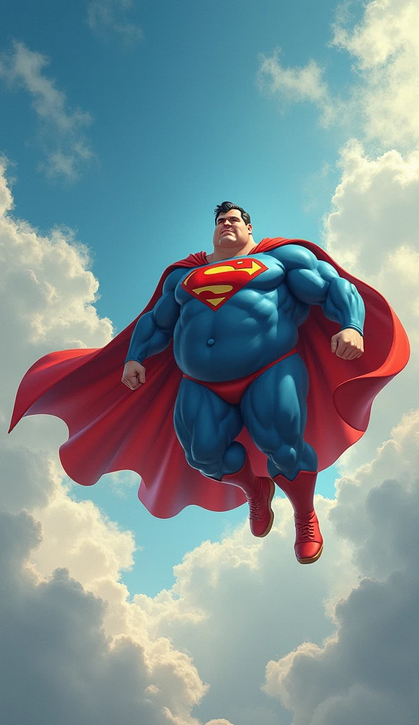 Superman fat, flies facing right - SeaArt AI