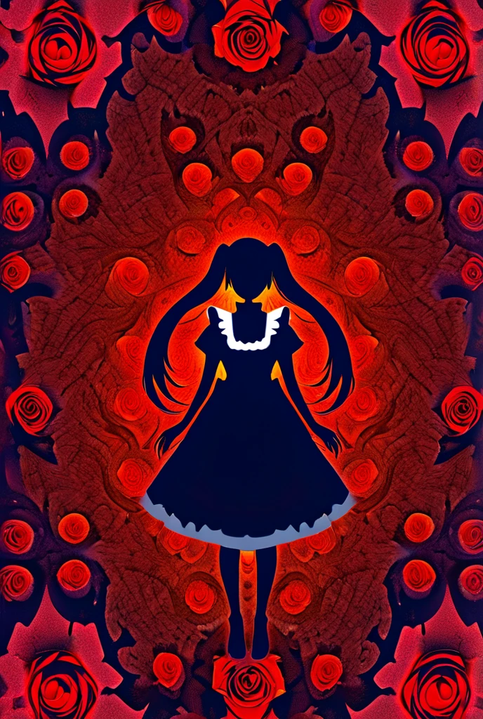 picture with only the silhouette of a girl with twin tails in a maid ...