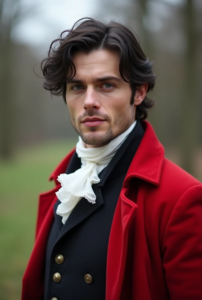 Create an image for a period romance with a man wearing clothes common ...
