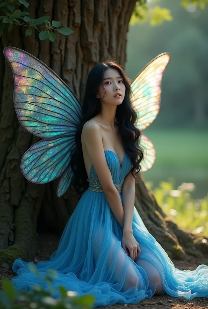 A female fairy, with colorful and transparent wings, thin body - SeaArt AI