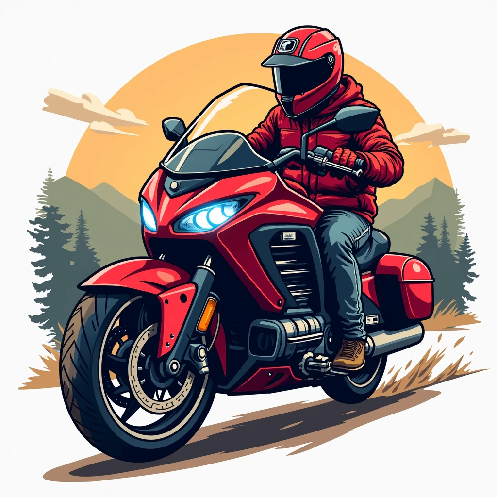 Personal brand logo design with honda goldwing red touring travel biker ...