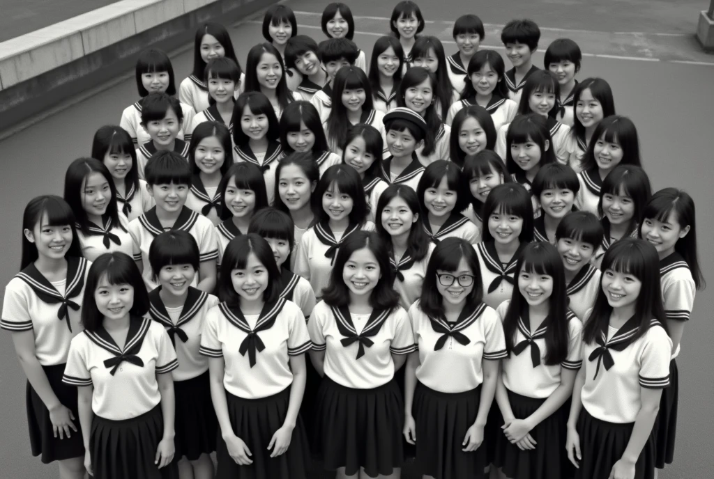 Bird's-eye view, Japanese high school, Graduation photos of 40 ...