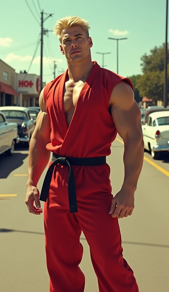 A highly realistic depiction of Ken Masters from Street Fighter - SeaArt AI