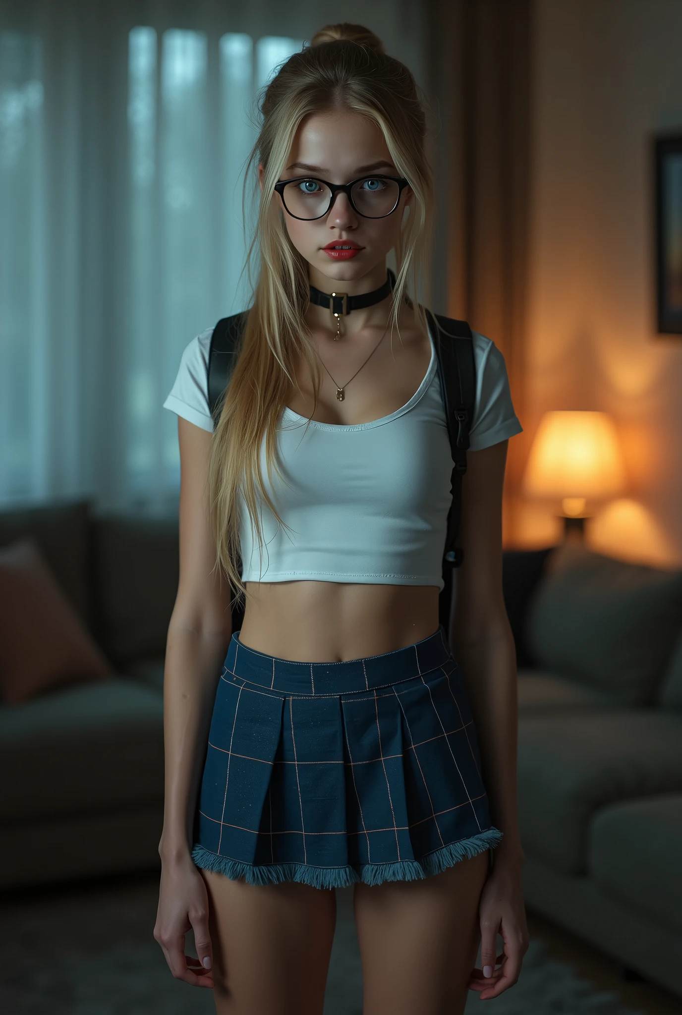 Blond Woman In Glasses And A White Top Posing For A Picture Seaart Ai