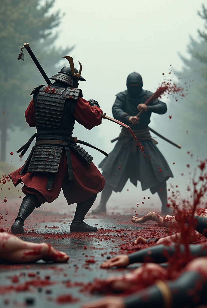 (photorealism:1.2), Full high resolution, a Samurai characters wearing ...