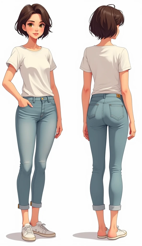 Detailed character sheet, Front view, Side view, Diagonal view - SeaArt AI