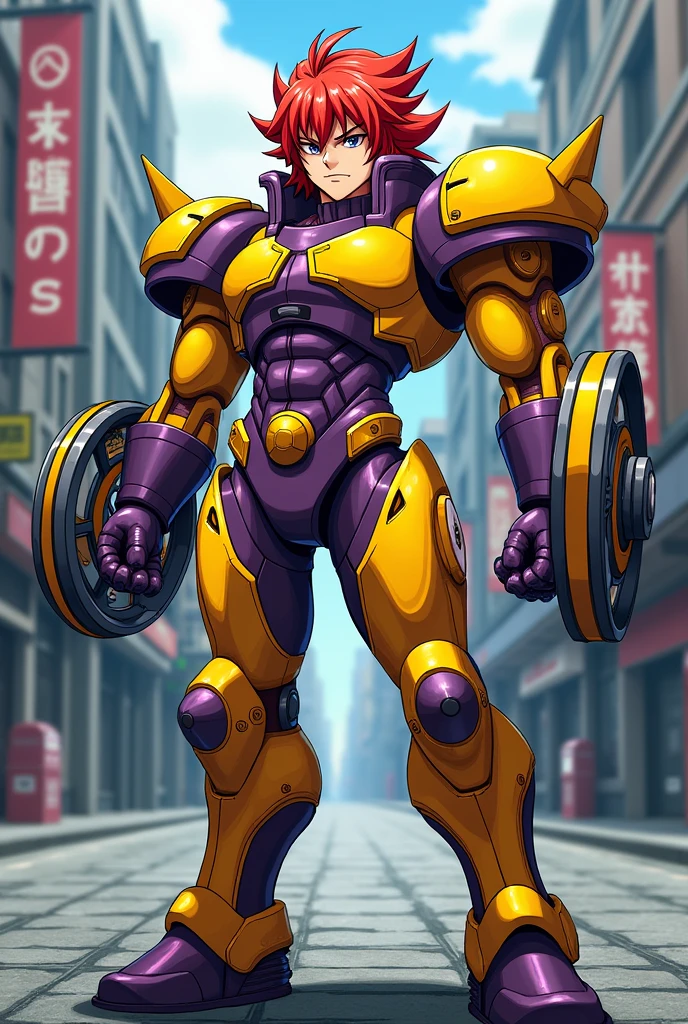 A powerful villain humanoid being, wearing a cool powerful yellow ...