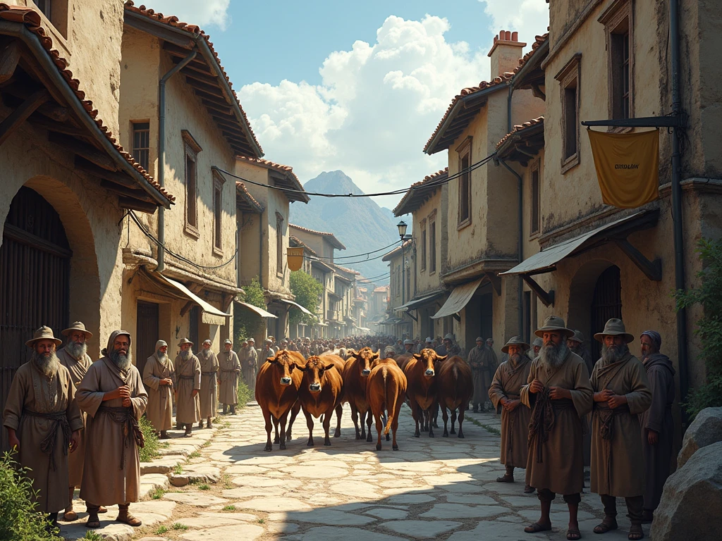 (( Best Quality )) Ancient European village, a crossroads, an alley ...