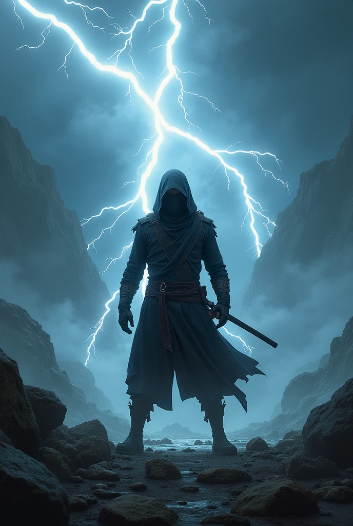 Many lightning bolts around a ninja - SeaArt AI