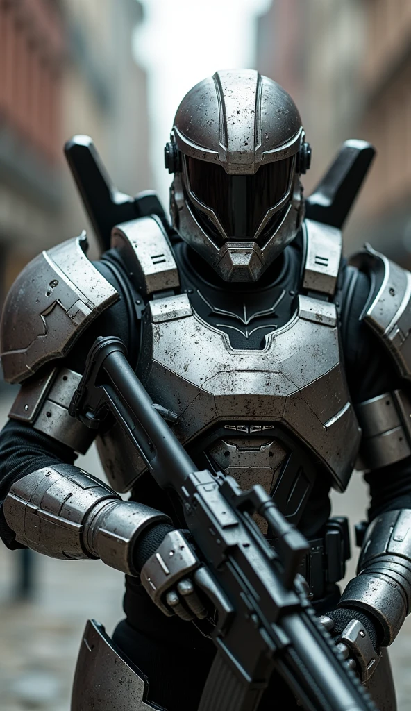Soldiers in power armor , the armor is covered with scratches - SeaArt AI