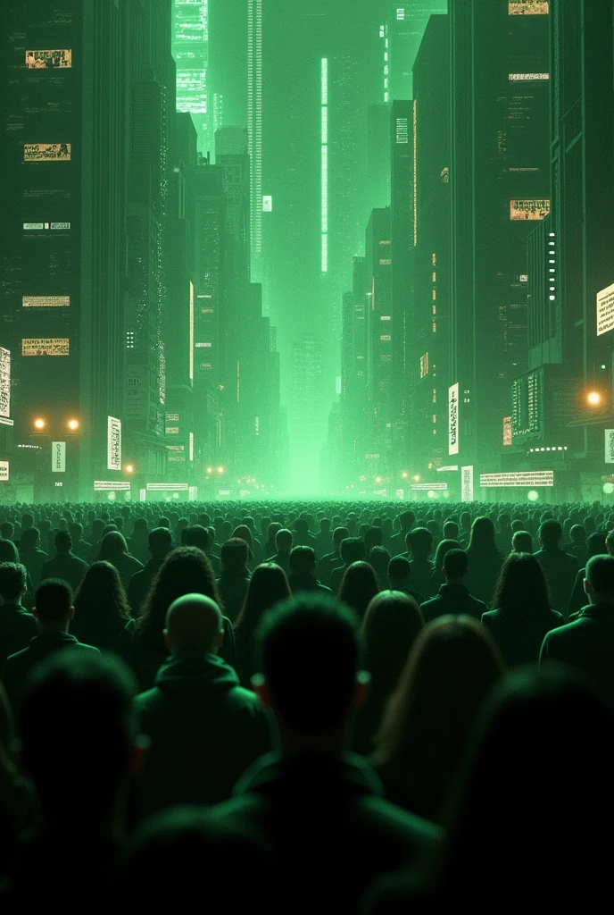 Crowd in matrix - SeaArt AI
