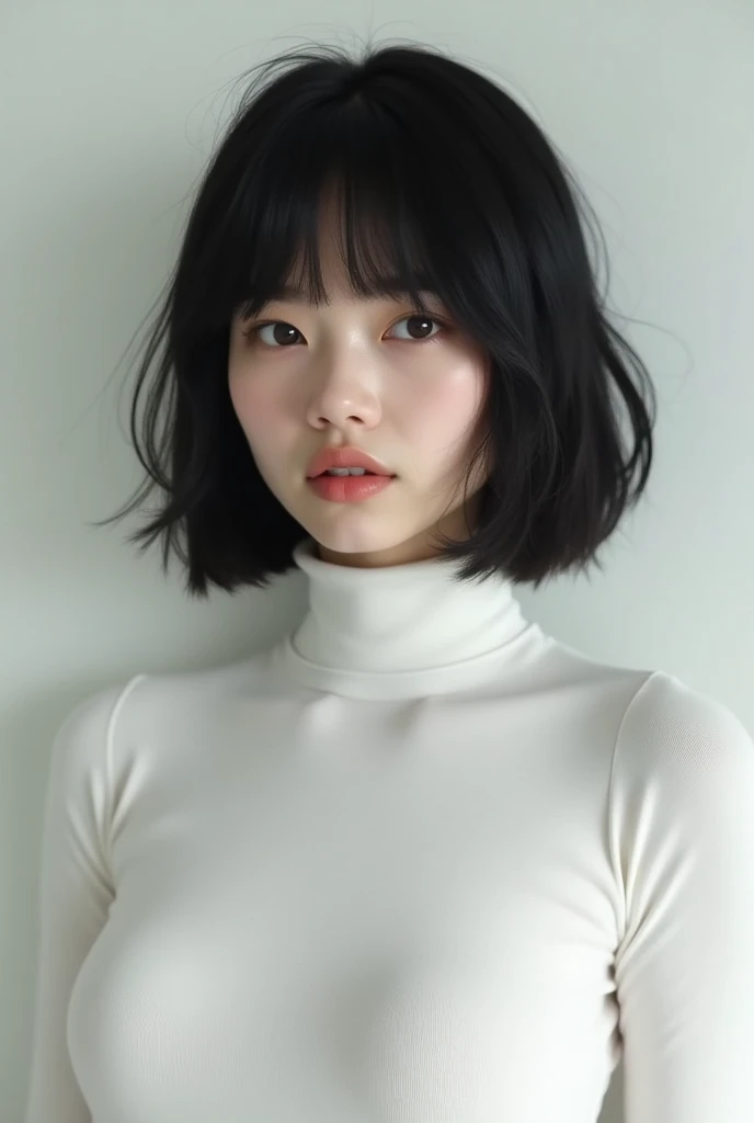perfect figure ：1.4，Cropped mullet hairstyle ， small breasts Only white ...