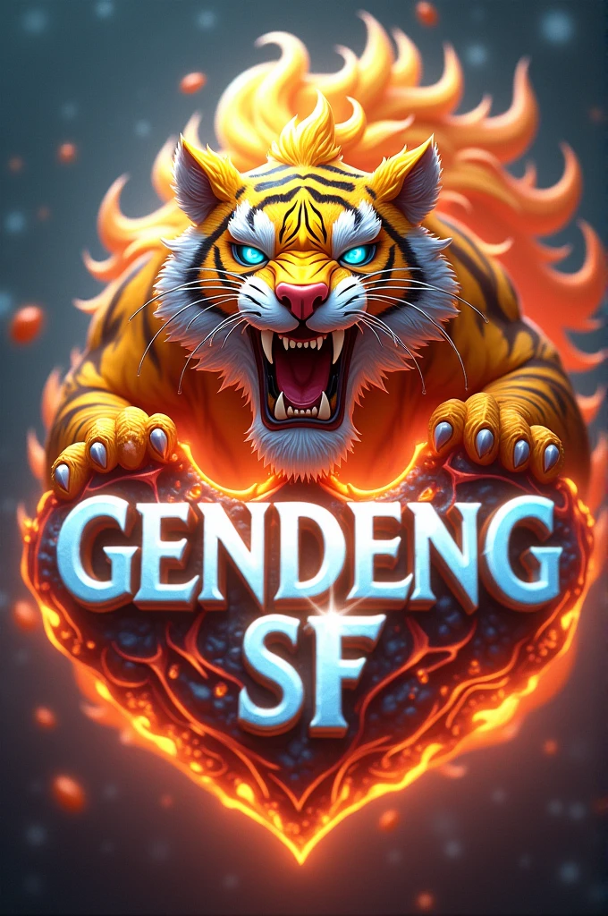Design a vibrant 3D gaming logo: a fierce yellow red silver cayn gold ...