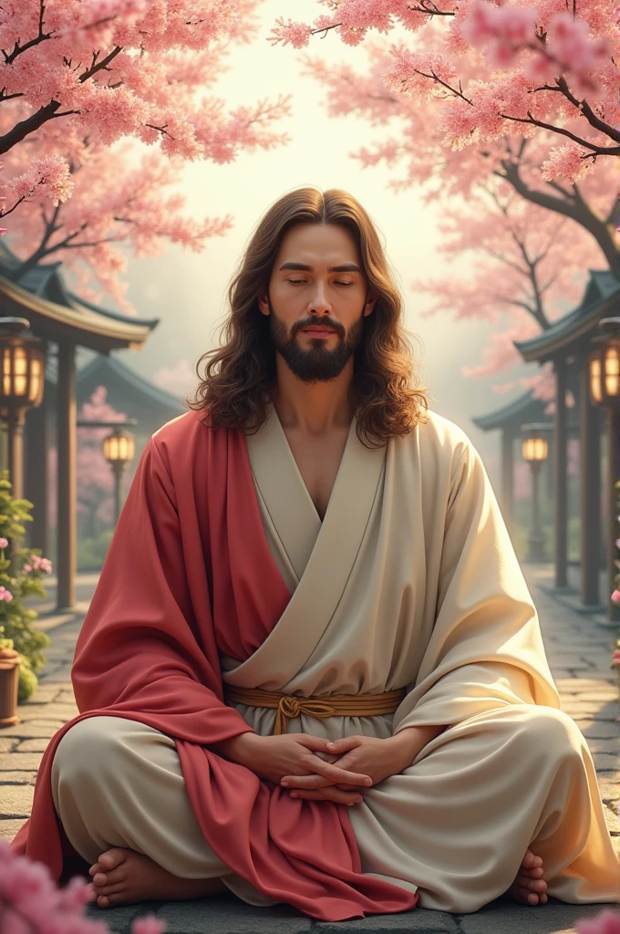 Imagine a serene and divine depiction of Jesus Christ living in modern ...