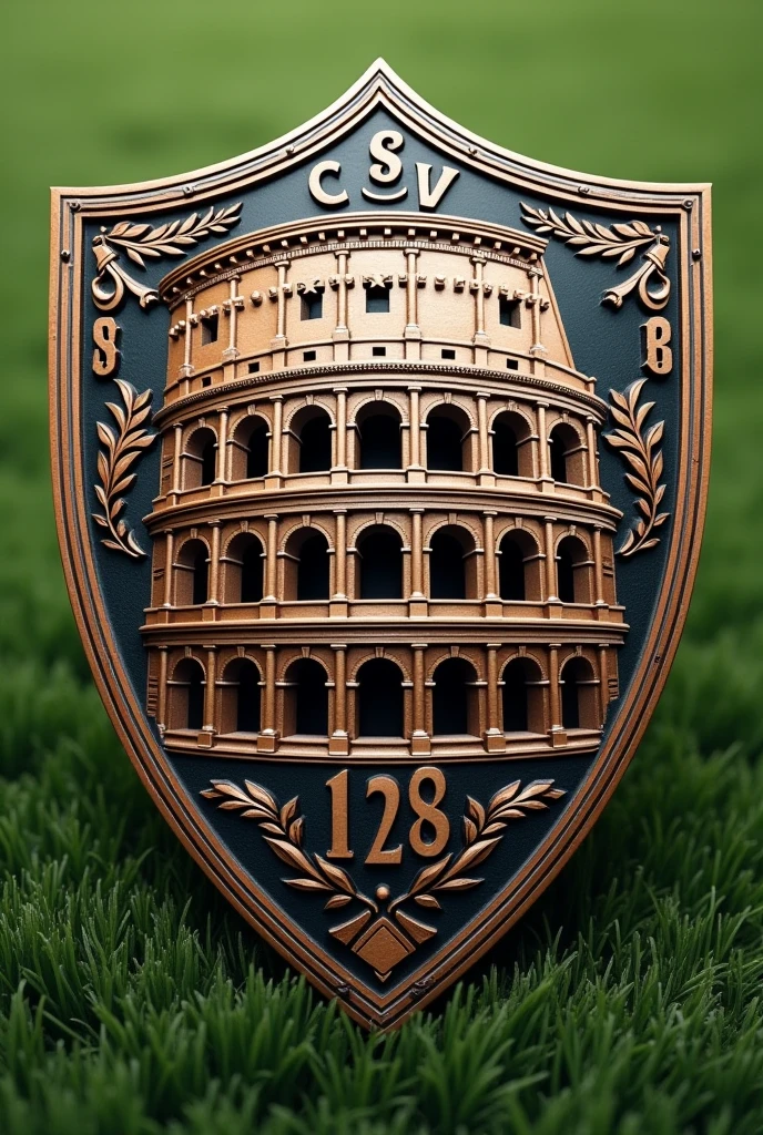Football shield with the coliseum - SeaArt AI