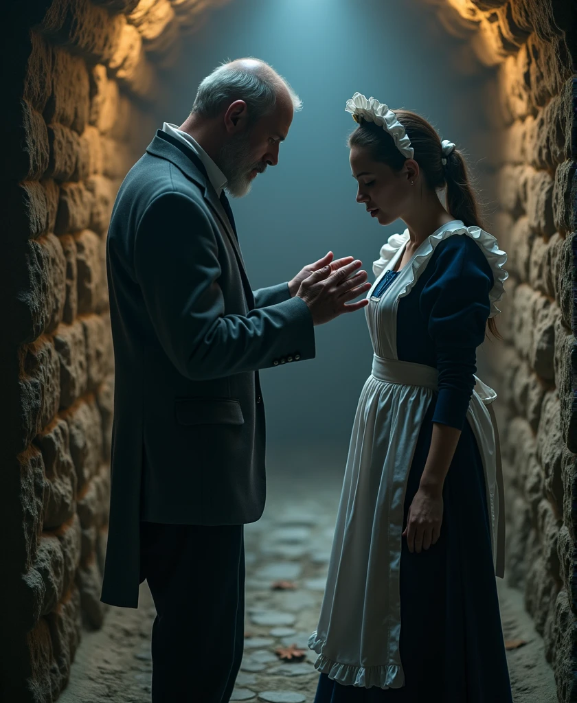 man sacrifices girl to dark forces, girl in 20th century maid uniform ...