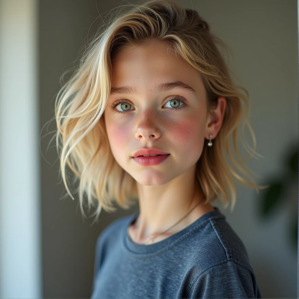 A French cute 17-year-old pretty boy standing, extremely fair - SeaArt AI