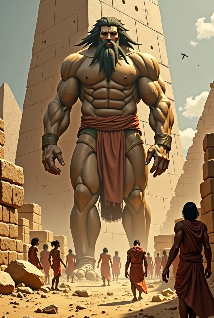 Giants carrying stones . They are building the pyramids of Egypt ...
