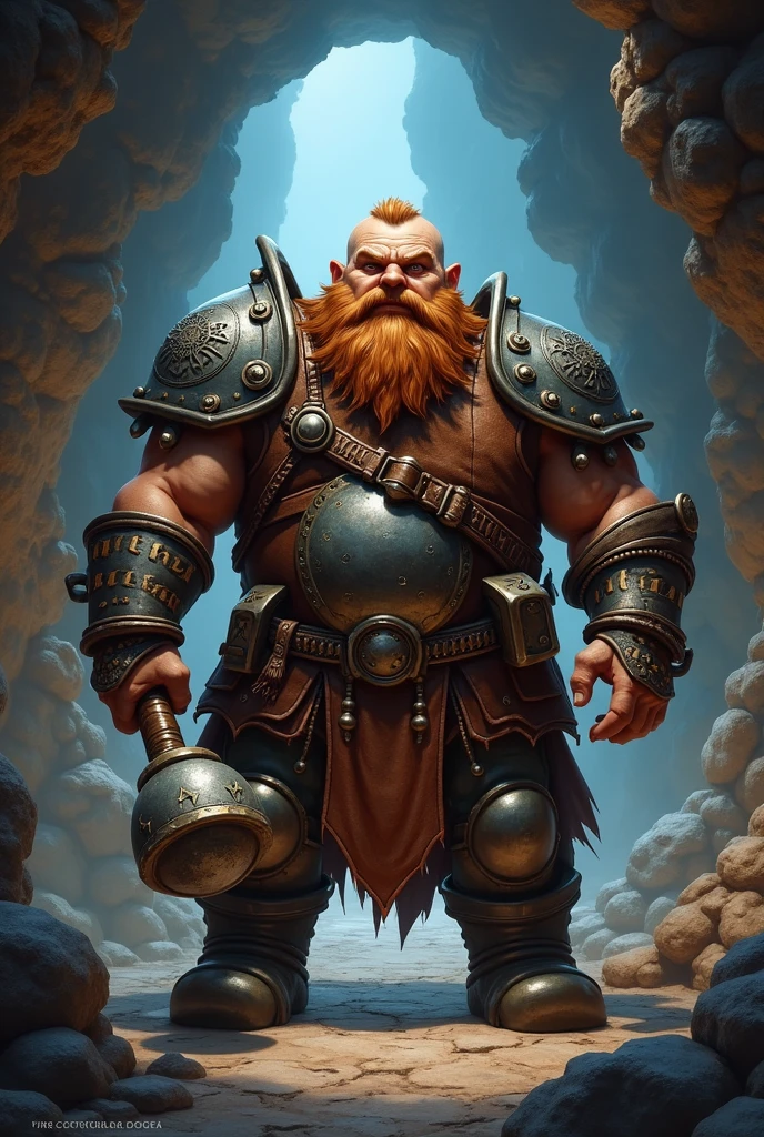 Dwarf RPG, small and charismatic , holding a small hammer - SeaArt AI