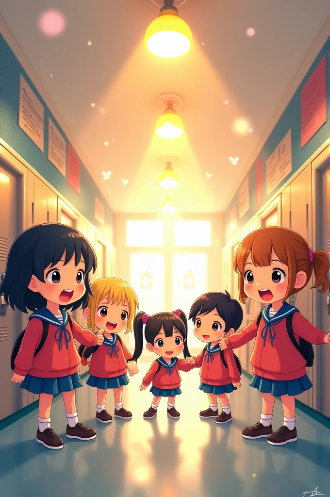 Let's give drawing ideas about chibi poster "school lighting - SeaArt AI