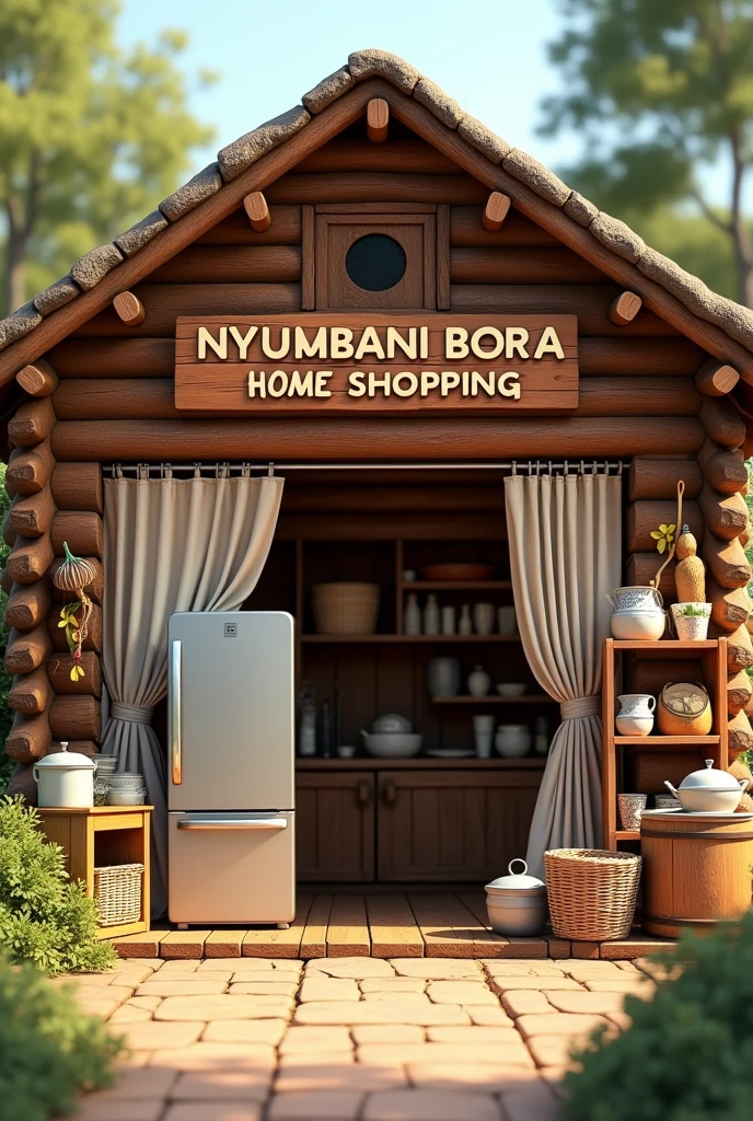 A log with the Name Nyumbani Bora Home Shopping it should contain curtains - SeaArt AI