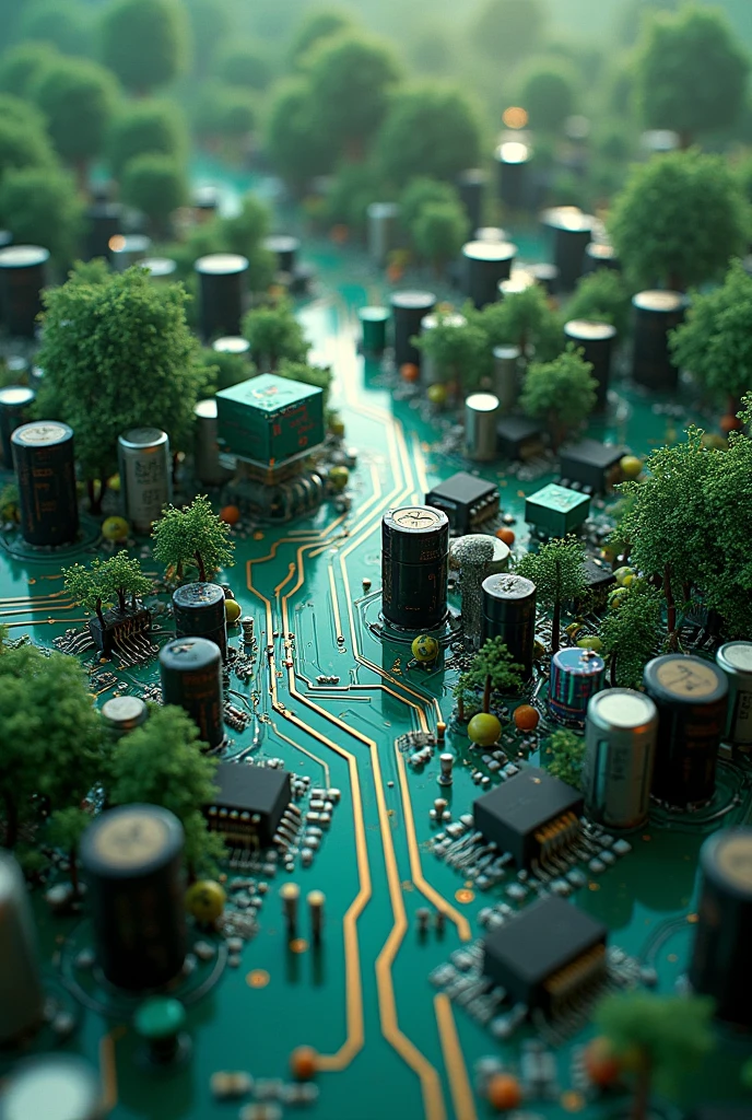 Small town of electronic PCBs aerial view - SeaArt AI