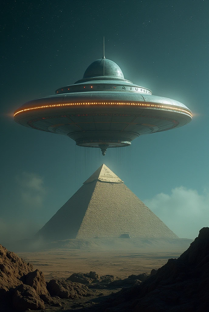 Giant UFO carrying a pyramid - SeaArt AI