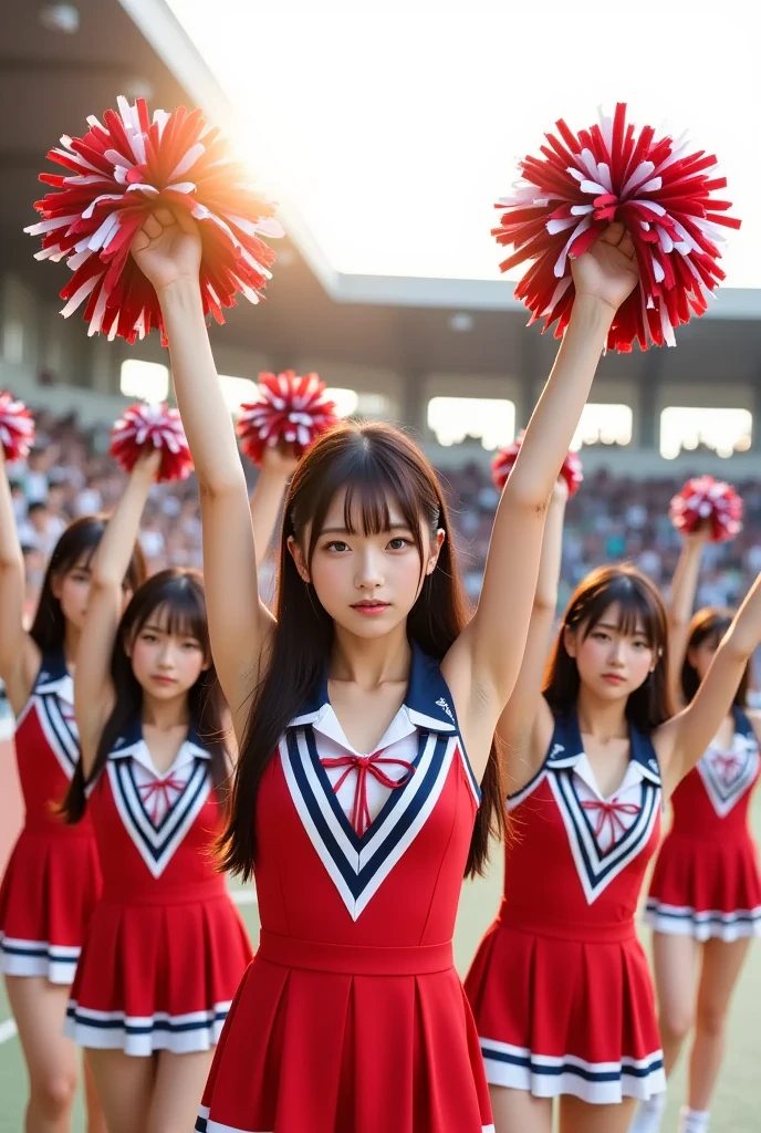 Group of Japanese idol in Cheerleader Costumes, at Koshien Stadium ...