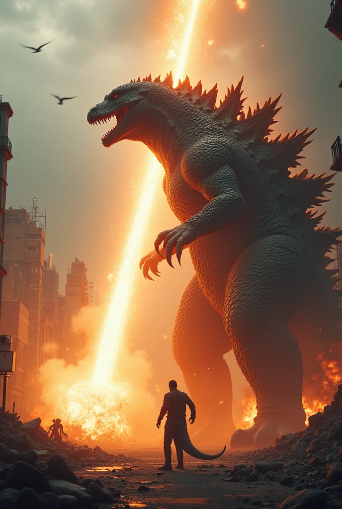 Godzilla Kills Man with Beam - SeaArt AI