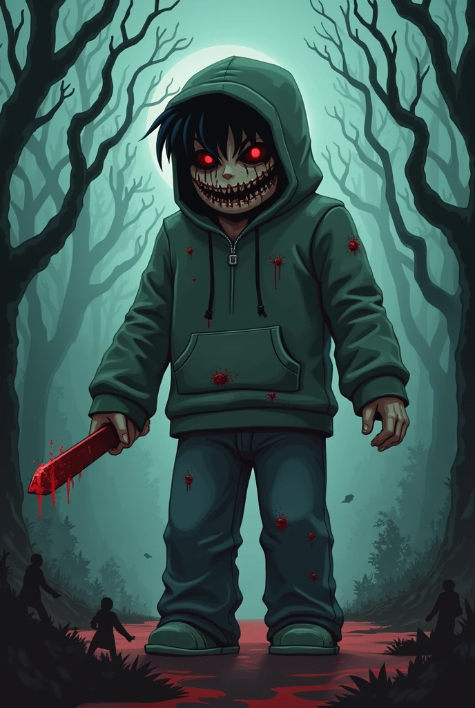 Make a preview for a horror build that features Jeff the crippypaste ...