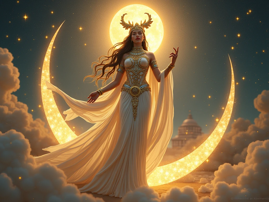 A divine and ethereal depiction of Inanna, the ancient Mesopotamian ...