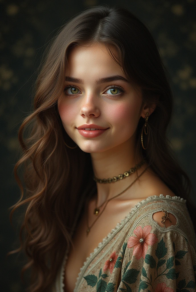 Beautiful girl 23 years old, Christmas tones of gold, black, white ...
