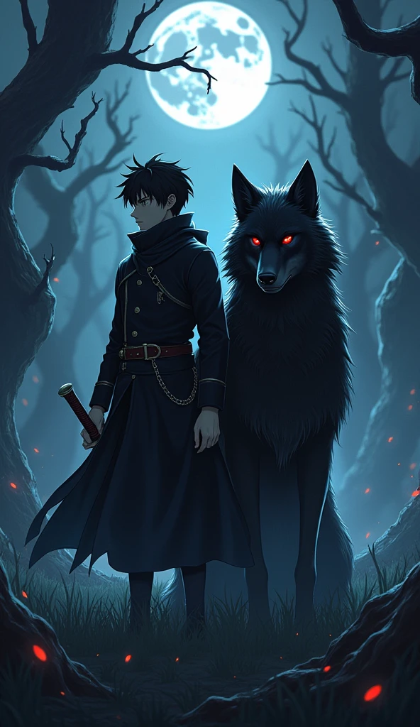 Asta next to a Black Wolf : " Asta next to a majestic black wolf ...