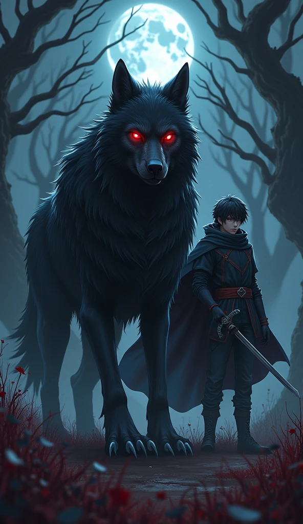Asta next to a Black Wolf : " Asta next to a majestic black wolf ...