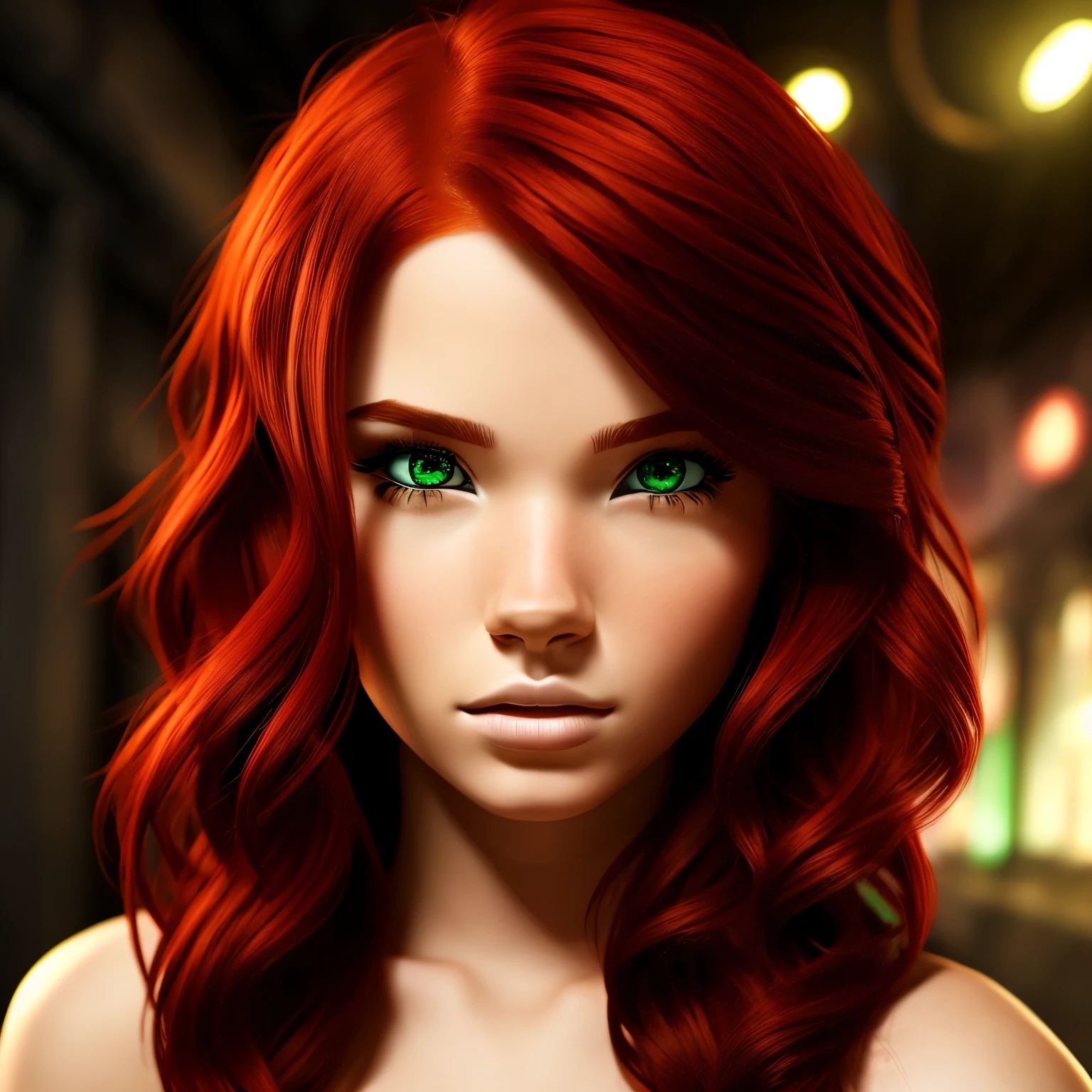 Redhead haired woman with green eyes and red hair - SeaArt AI