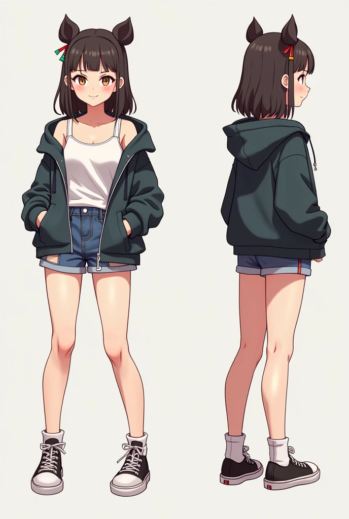 A cool anime girl reference image with aligned front ,side and top view ...